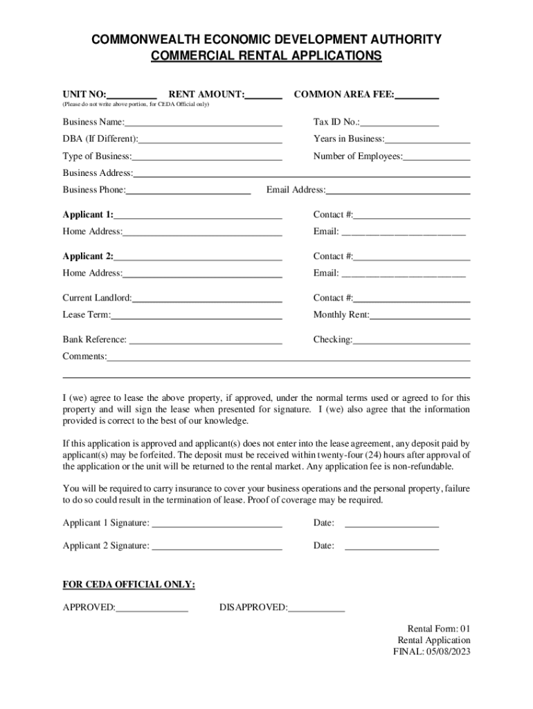 Fillable Online Commercial Lease Application - L G Simmonds Real Estate ...