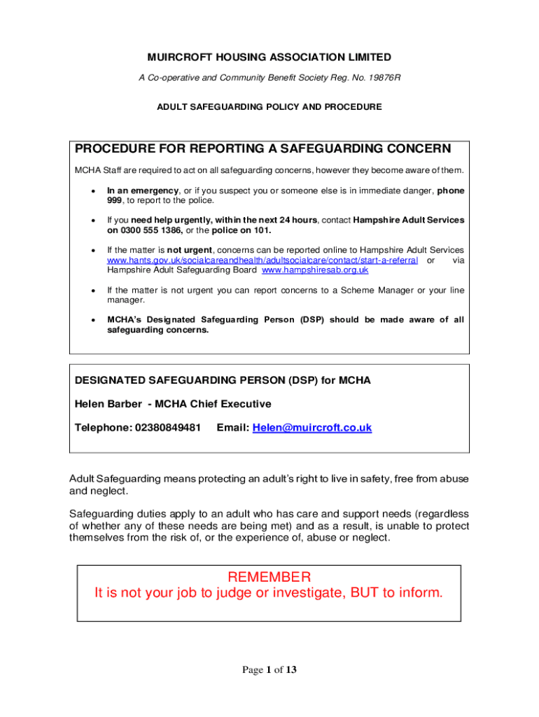 Fillable Online adult safeguarding policy and procedure Fax Email Print ...