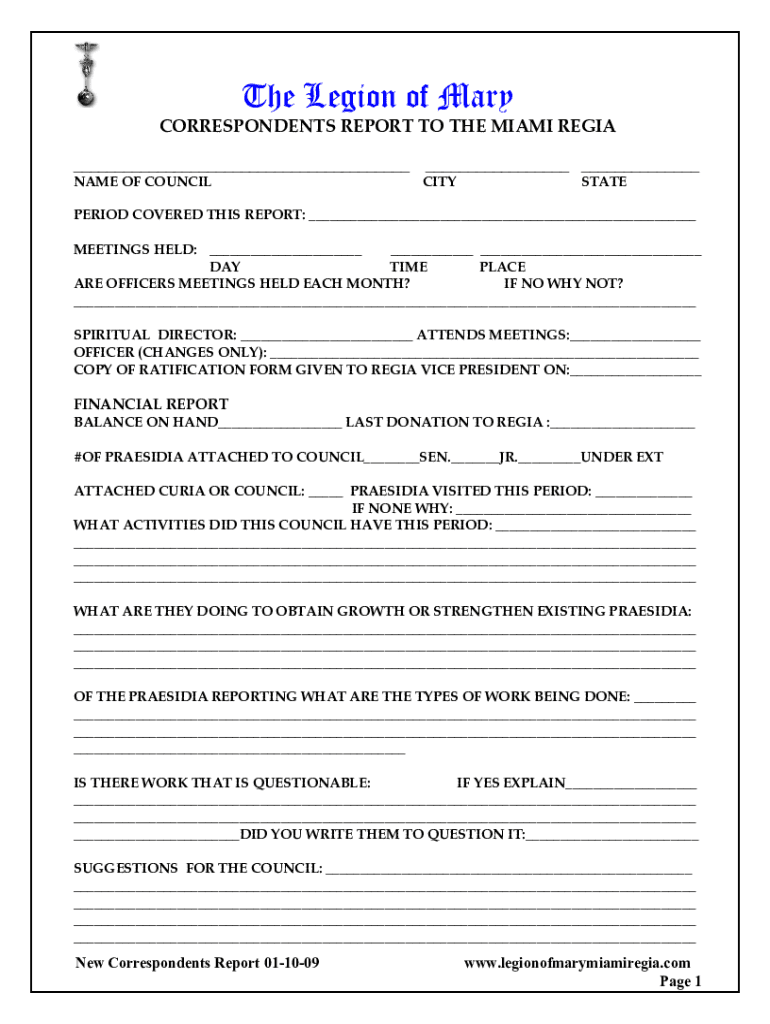 Fillable Online Legion of Mary - Miami Regia Fax Email Print - pdfFiller