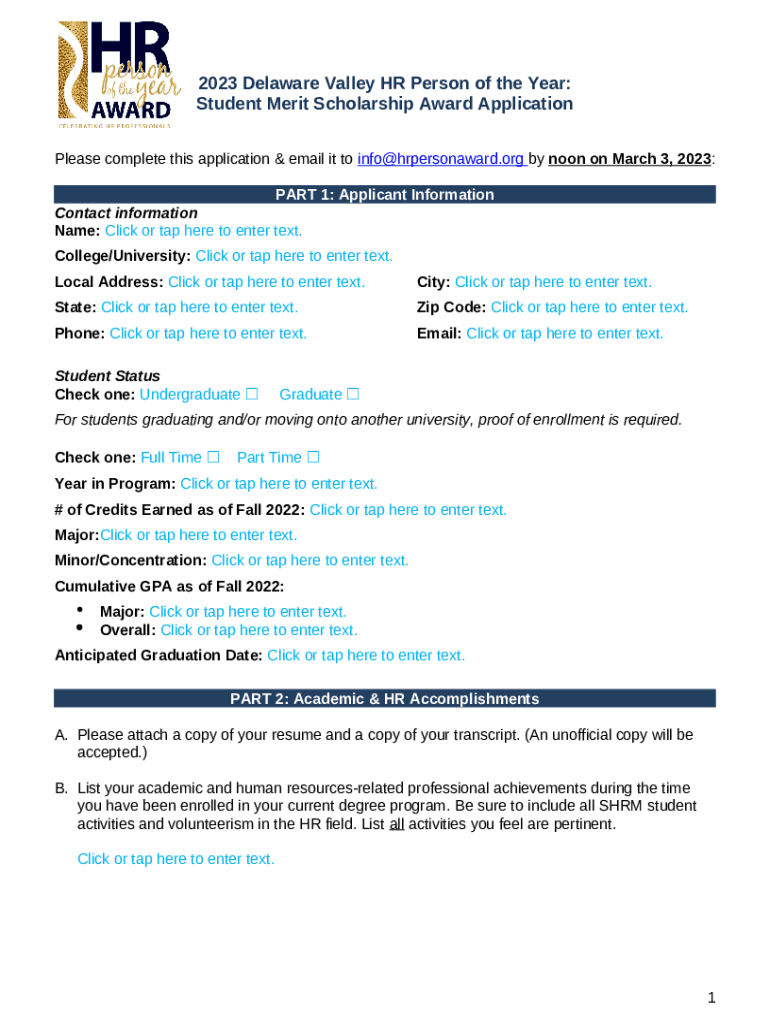 Delaware Valley HR Person of the Year Awards and ... Doc Template | pdfFiller