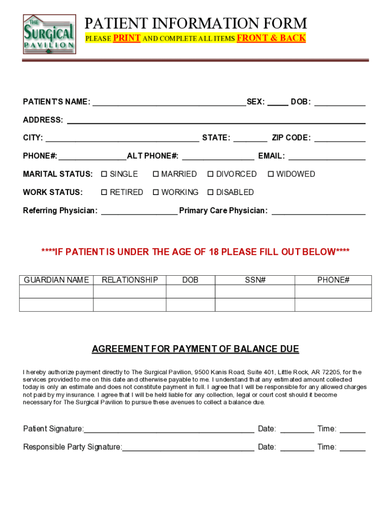Fillable Online Surgical Drop-Off Form Fax Email Print - pdfFiller