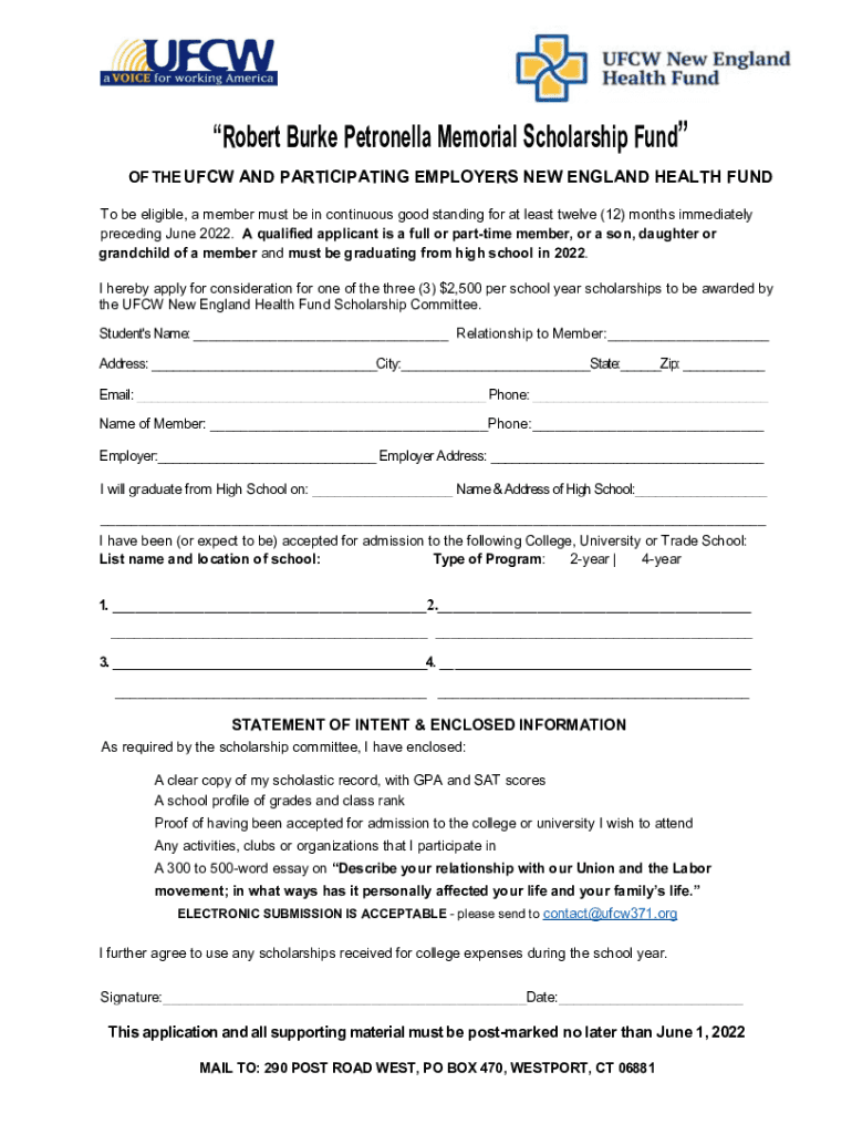 Fillable Online Ufcw And Participating Employers New England Health ...