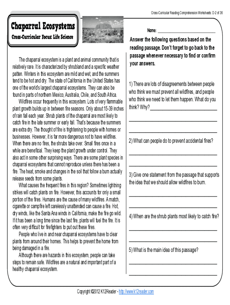 Fillable Online 4th Grade Reading Comprehension Worksheet Fax Email ...
