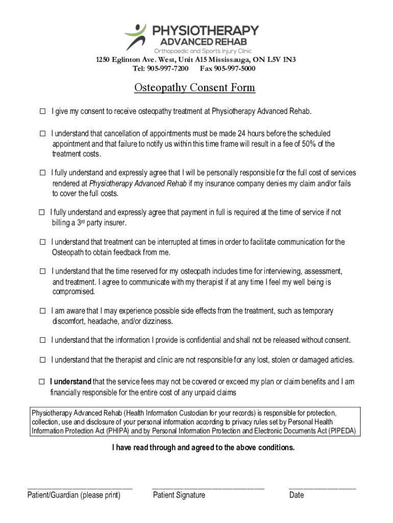Fillable Online Osteopathy Consent Form Fax Email Print - pdfFiller