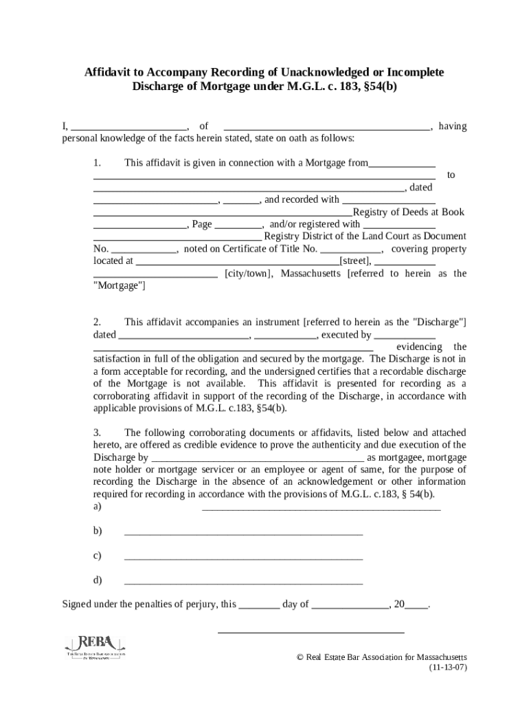 Affidavit to Accompany Recording of Unacknowledged or Incomplete ...