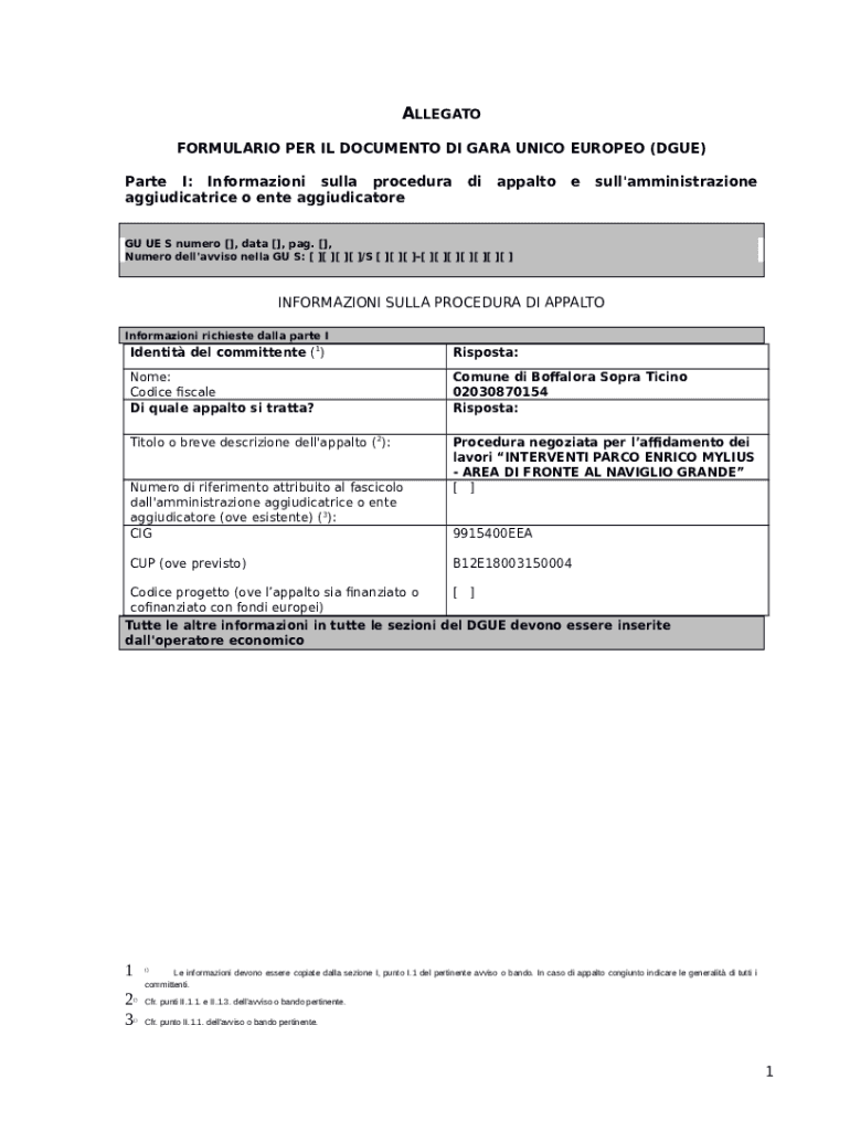 ulario per il documento di gara unico europeo (DGUE) Doc Template ...