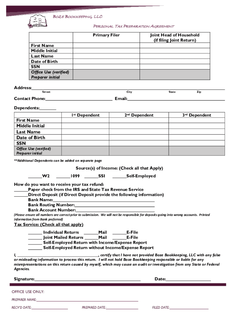 Fillable Online We will prepare your tax return following the IRS and Fax Email Print - pdfFiller