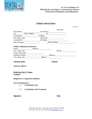 Fillable Online Patient referral sheet Fax Email Print - pdfFiller