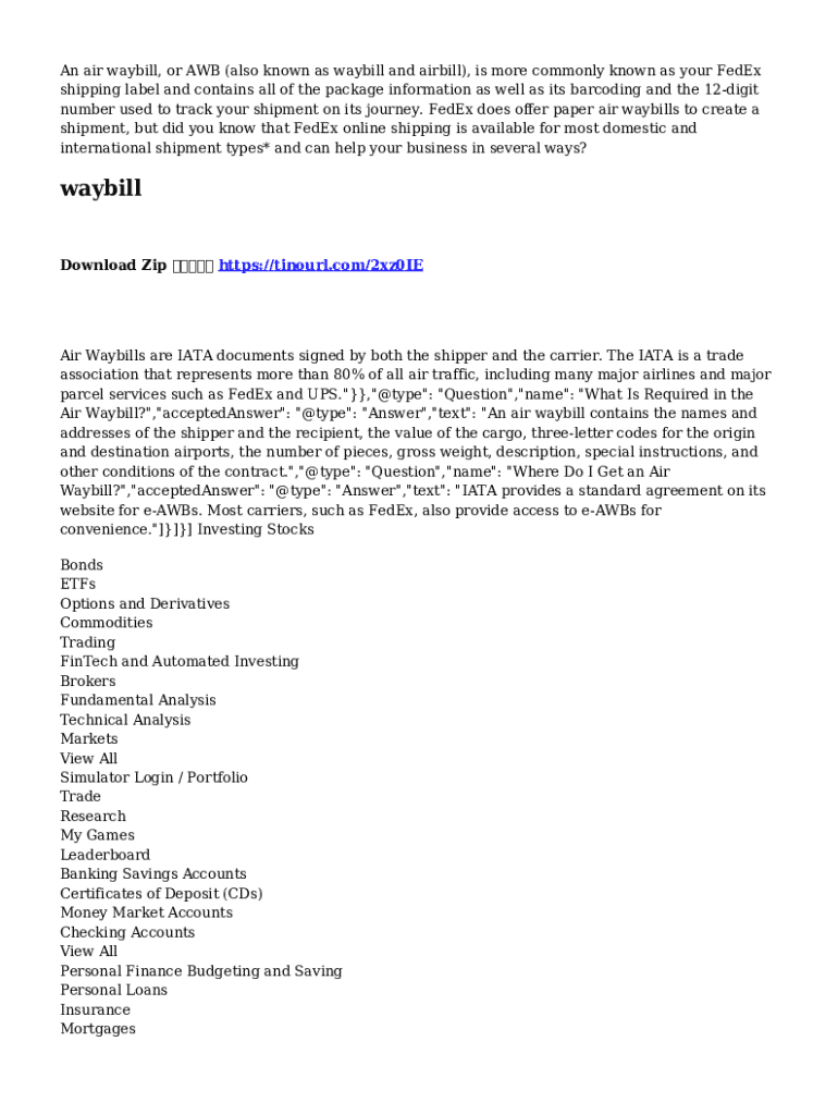 Fillable Online Fedex package us airbill form: Fill out & sign online ...