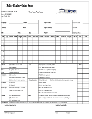 Fillable Online Roller Shades- Order Form Fax Email Print - pdfFiller