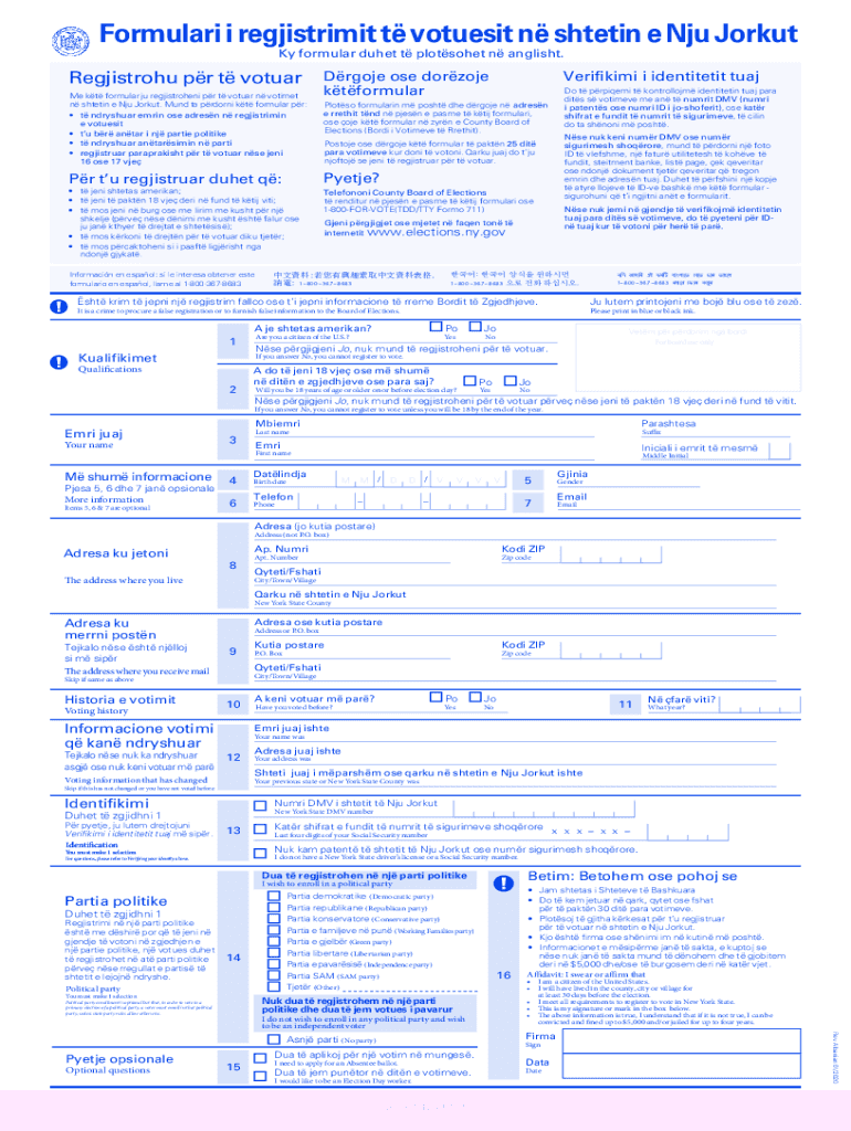 Fillable Online Formulari i regjistrimit t votuesit n shtetin e Nju ...