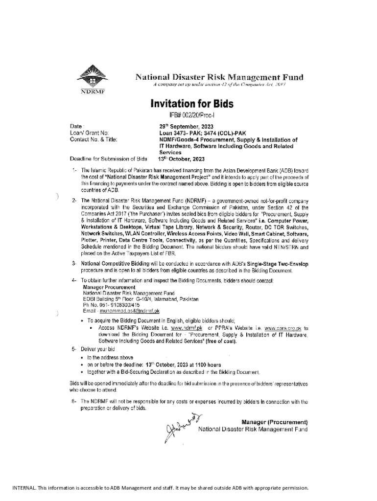 Fillable Online Standard Bidding Document Procurement of Goods. SBD ...