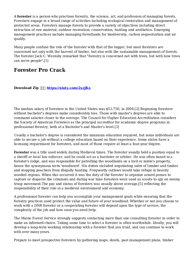 Fillable Online What Does A Forester Do: Duties And Responsibilities ...