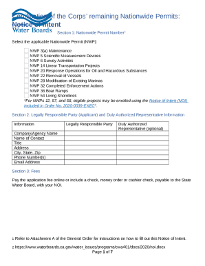 USACE Correspondence and Nationwide Permit Application Doc Template ...