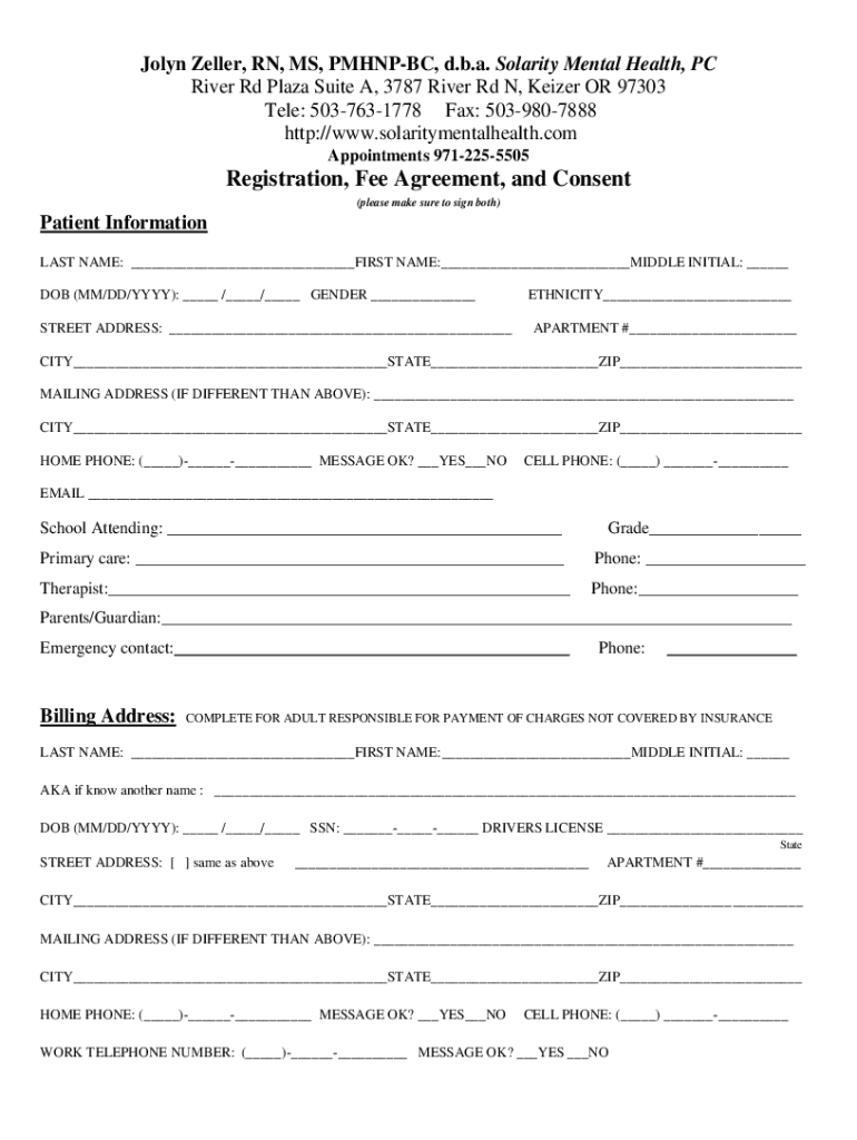 Fillable Online Registration, Fee Agreement, and Consent Fax Email ...