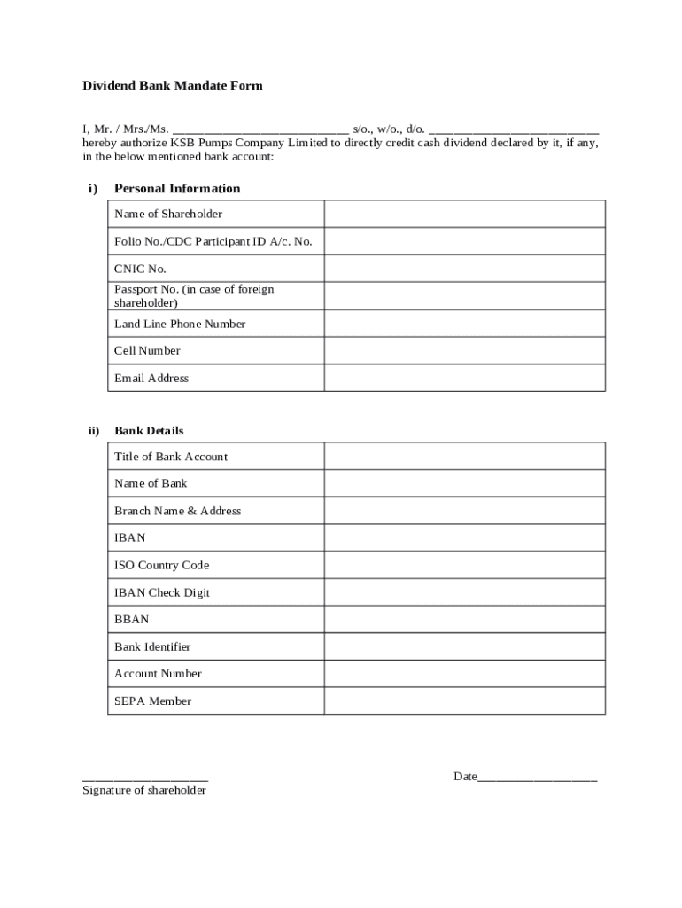 dow-dividend-bank-mandate-- ... Doc Template | pdfFiller
