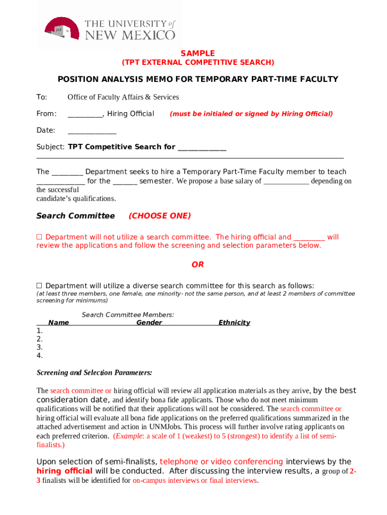 New Faculty Requisition and Appointment Guidelines Doc Template | pdfFiller