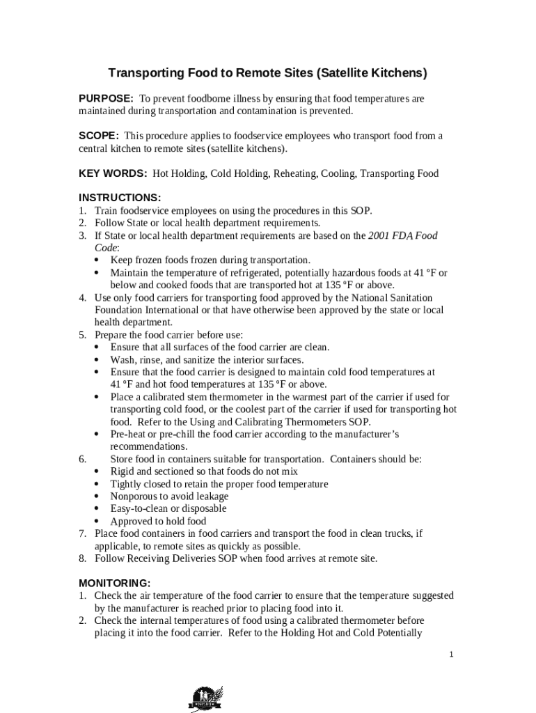 29 Serving Food continued Sample SOP VERIFICATION AND ... Doc Template ...