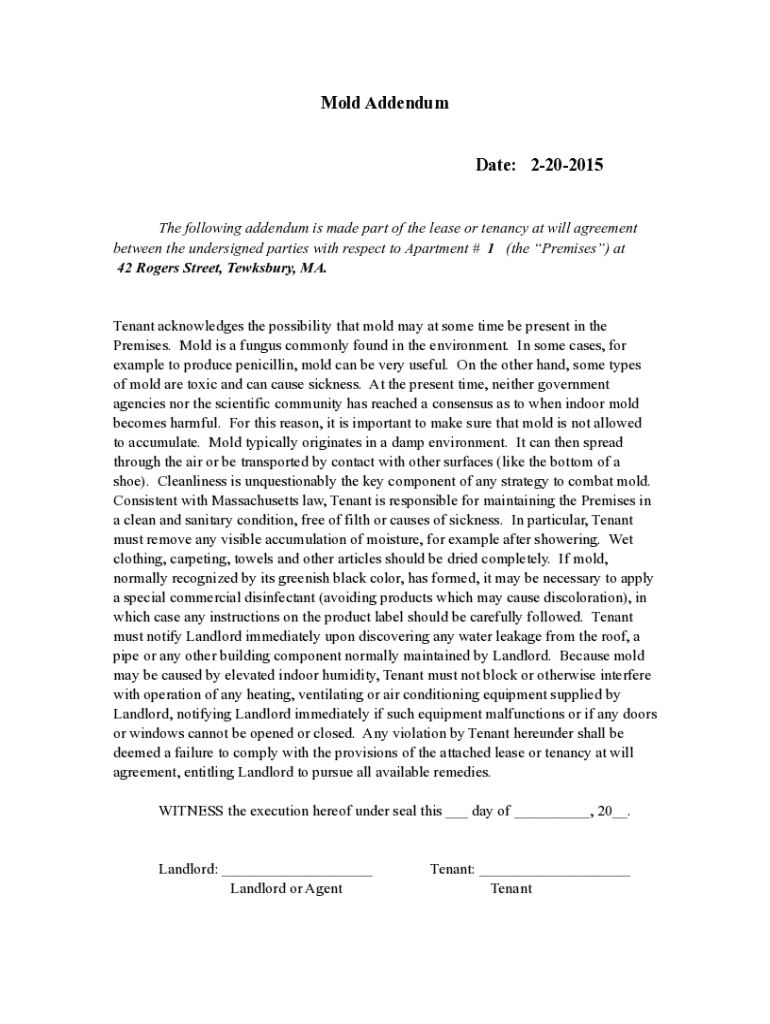 Fillable Online The following addendum is made part of the lease or ...