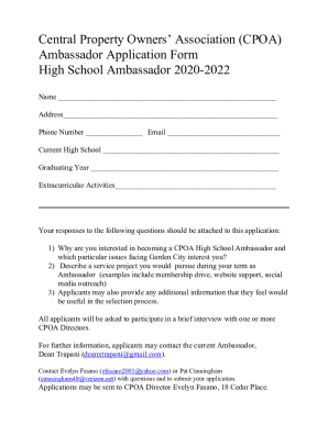 Fillable Online CPOA-Ambassador-Application-Form. ... Fax Email Print ...