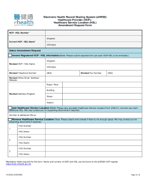 Fillable Online HCP / HSL Amendment Form / Fax Email Print - pdfFiller