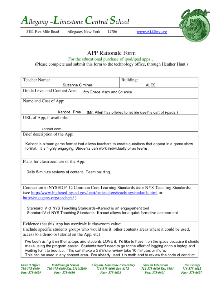 Fillable Online Information & Technology / App Rationale Template Fax ...