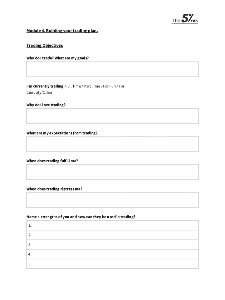 A Complete Trading Plan For Becoming a Better Trader Doc Template ...