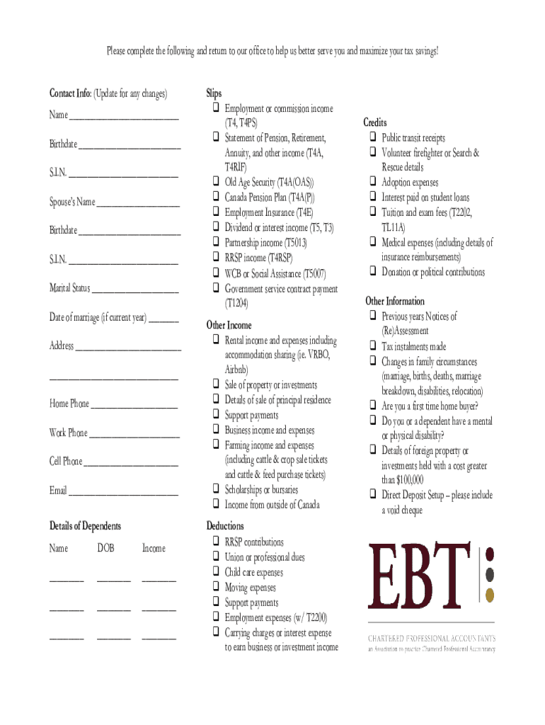 Fillable Online Please complete the following and return to our office to help ... Fax Email ...