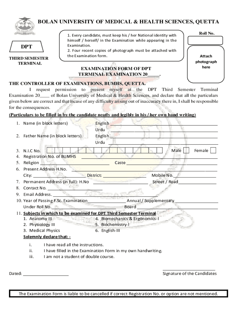 Fillable Online Bolan University of Medical & Health Sciences Fax Email ...