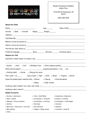 Fillable Online PEDIATRIC INTAKE FORM Patient Information HEALTH ...
