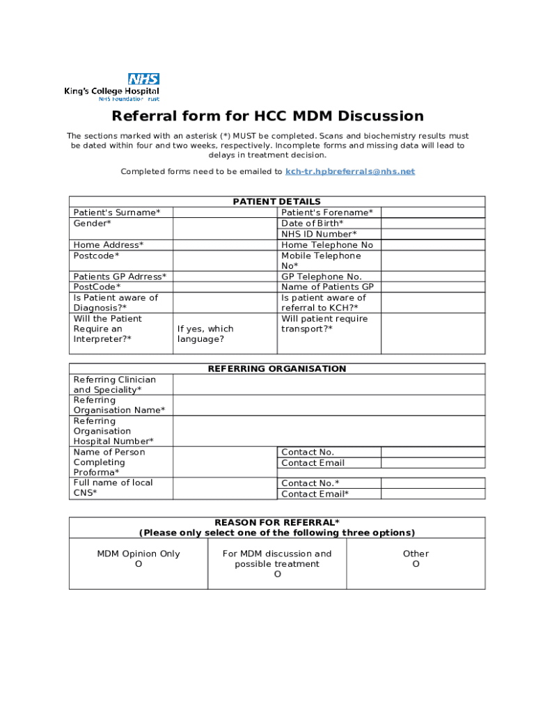 Pituitary MDT Referral Doc Template | pdfFiller