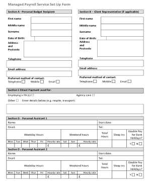 Fillable Online Managed Payroll Service Set Up Form Fax Email Print ...