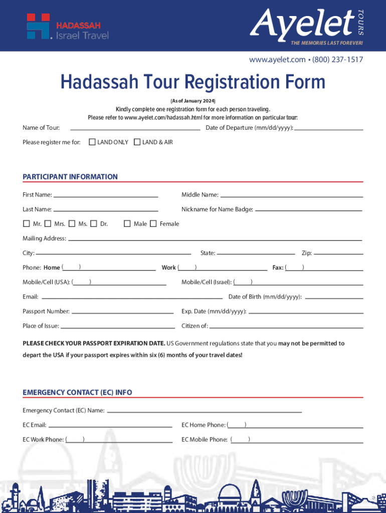 Fillable Online Jewish Trip to Israel & Jewish Heritage Tours Fax Email ...