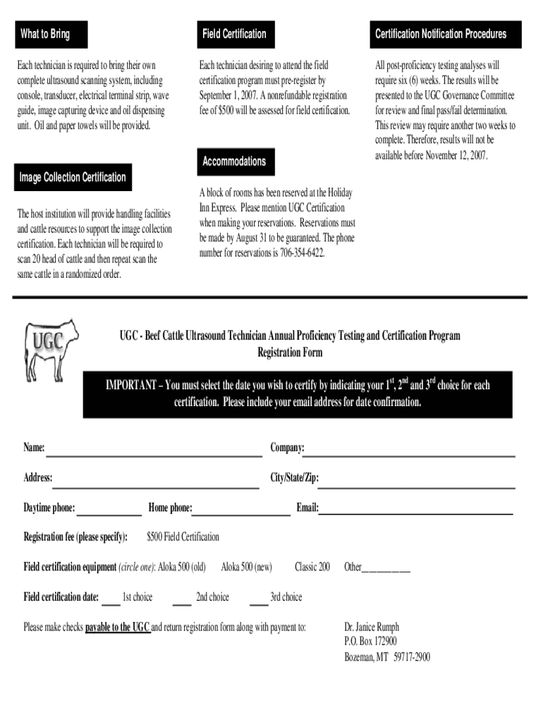 Fillable Online UGC - Beef Cattle Ultrasound Technician Annual ...