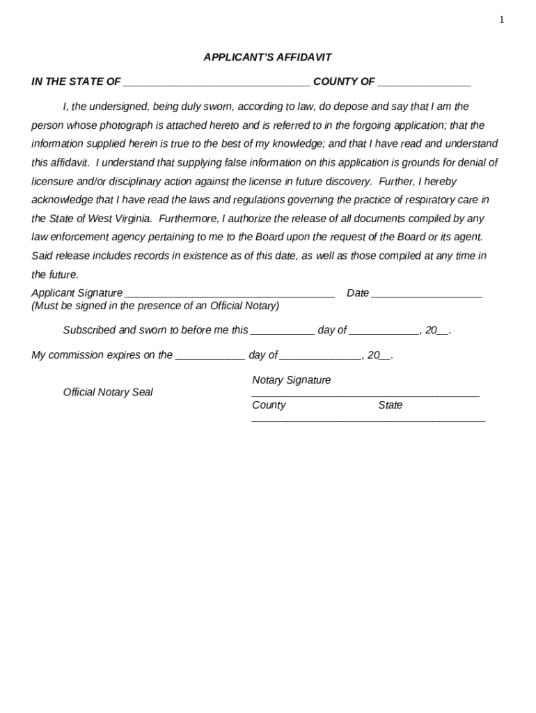 SECTION II APPLICANT'S AFFIDAVIT/AFFIRMATION I Doc Template | pdfFiller