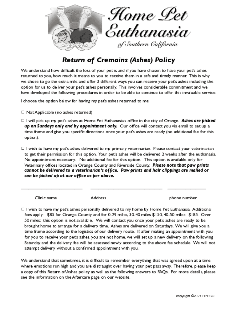 Fillable Online Everything You Need to Know About Pet Cremation Ashes ...