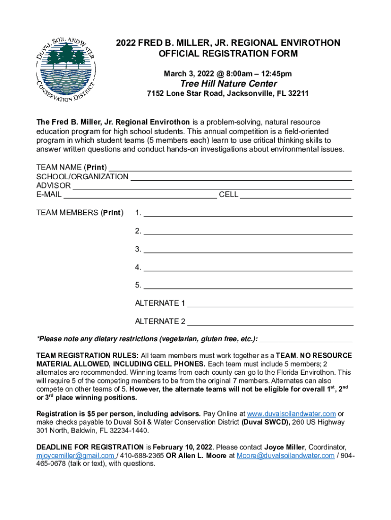 Fillable Online Contact Information - Fred B. Miller Jr. Regional ...