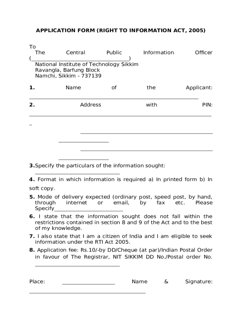 rti-.pdf - nitsikkim ac Doc Template | pdfFiller
