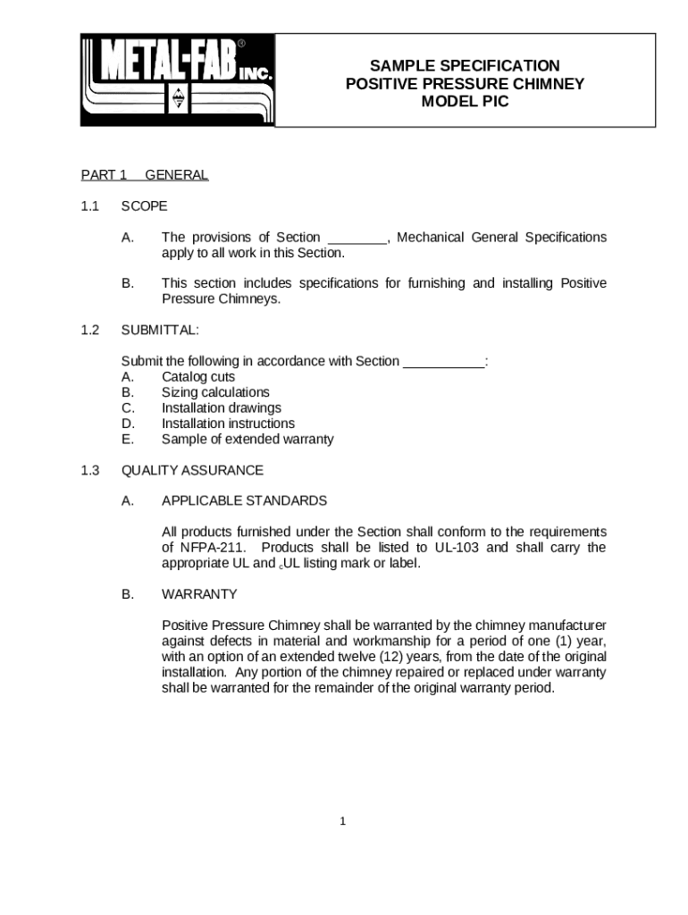 Metal-Fab Residential Commercial Venting Products Doc Template | pdfFiller