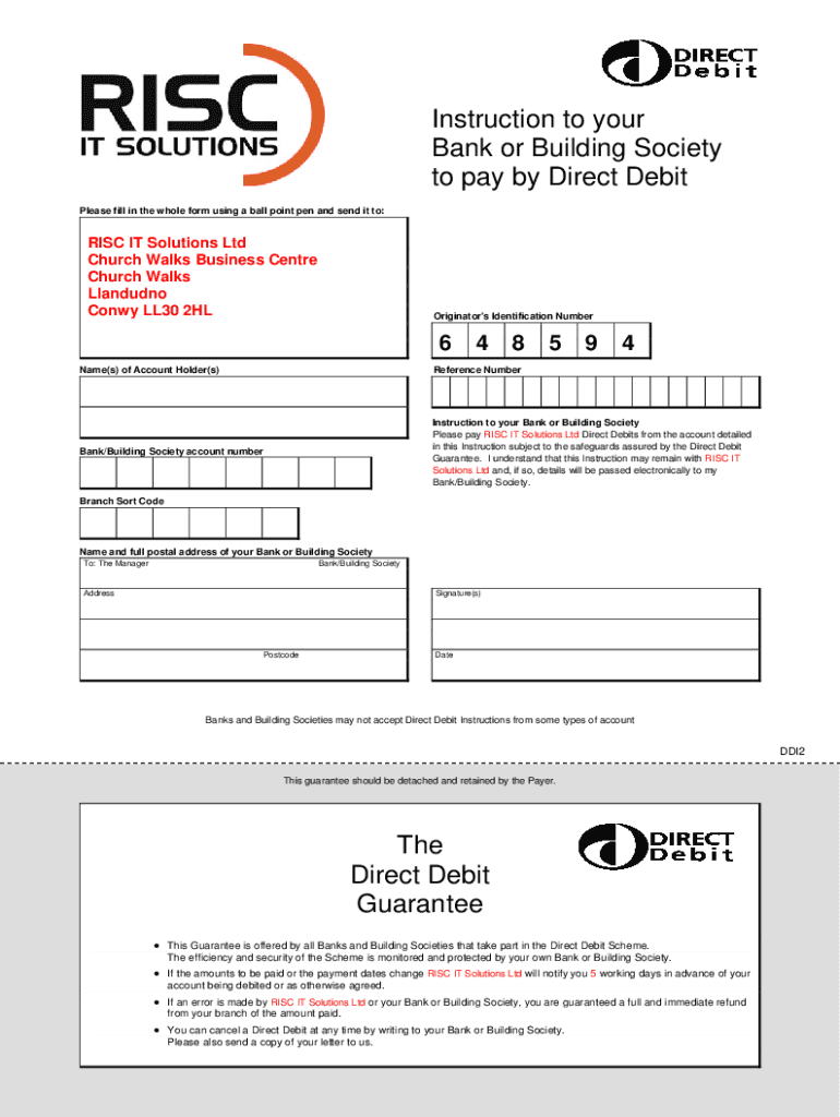 Fillable Online DD mandate template 081113 Fax Email Print - pdfFiller