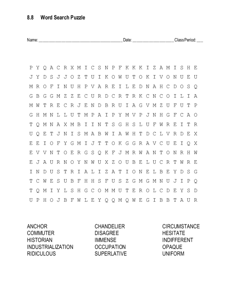 Fillable Online Free Printable Word Search Puzzles Fax Email Print ...