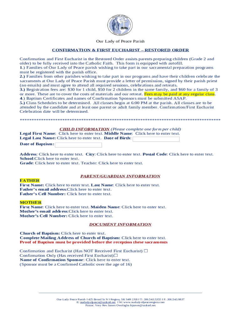 Restoring the Order of the Sacraments of Initiation Doc Template ...