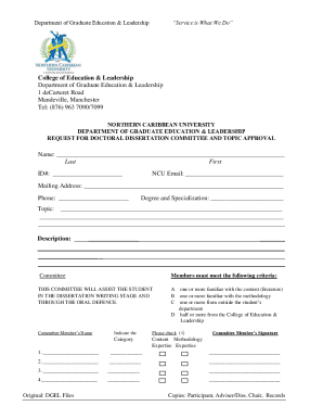 Fillable Online REQUEST FOR DOCTORAL DISSERTATION COMMITTEE AND TOPIC ...