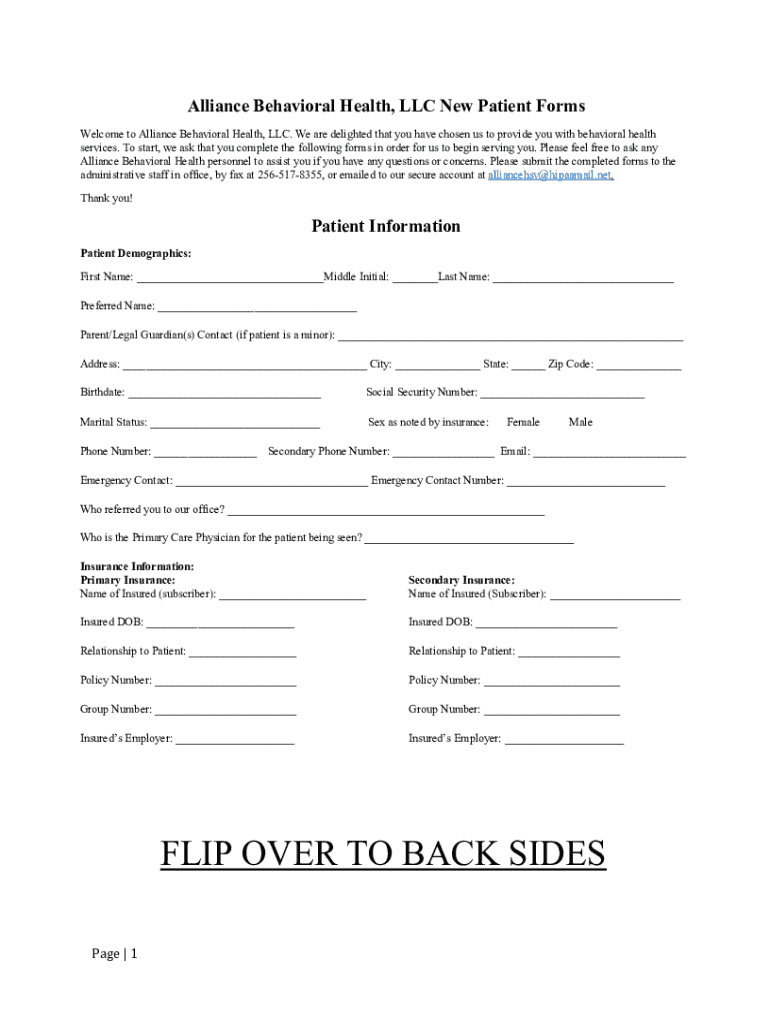Fillable Online Patient Forms - Alliance Health Fax Email Print - pdfFiller