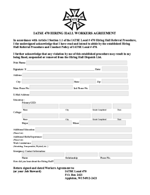 Fillable Online Hiring Hall Procedures and Agreement Fax Email Print ...