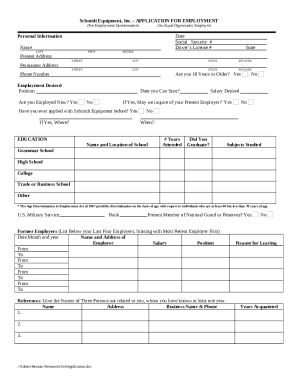 Pre-Employment Questionnaire / An Equal Opportunity ... Doc Template ...