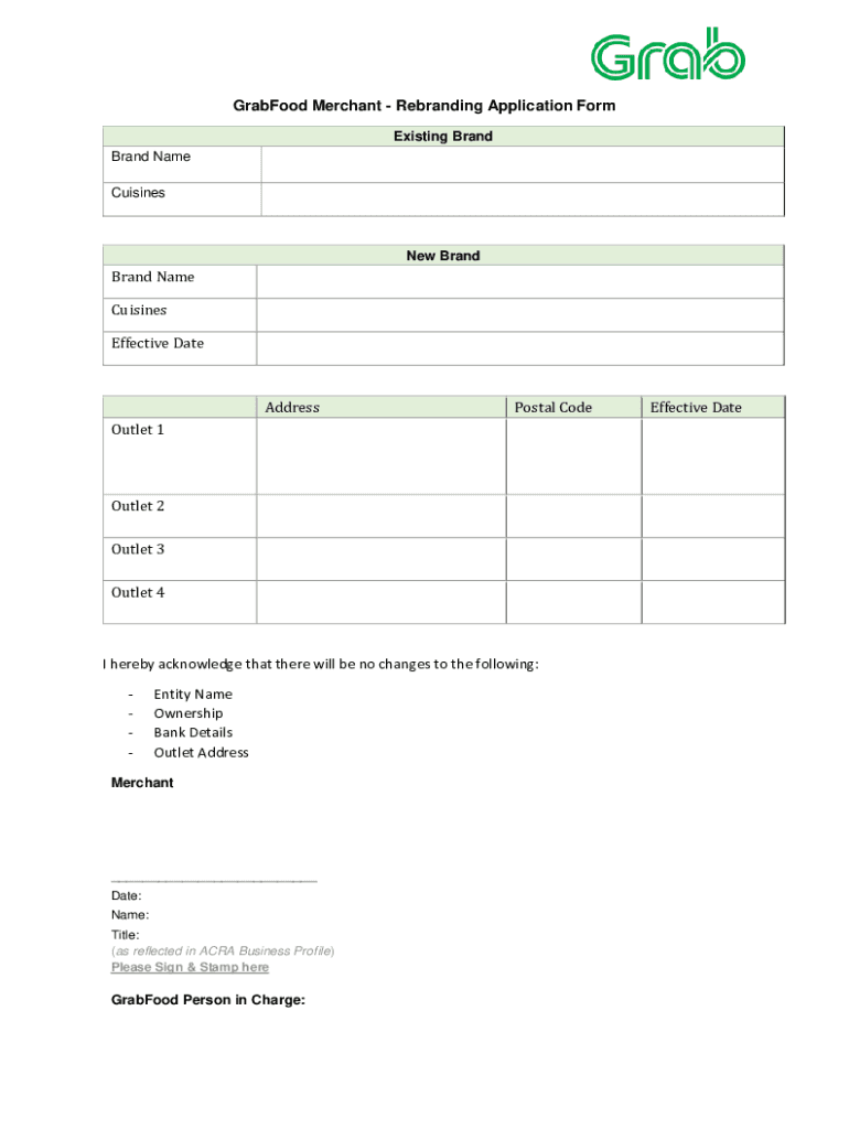 Fillable Online Relocation & Rebranding Application Form Fax Email ...