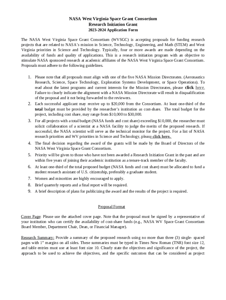 WVSGC-Research-Initiation-Grant-Application. ... Doc Template | pdfFiller
