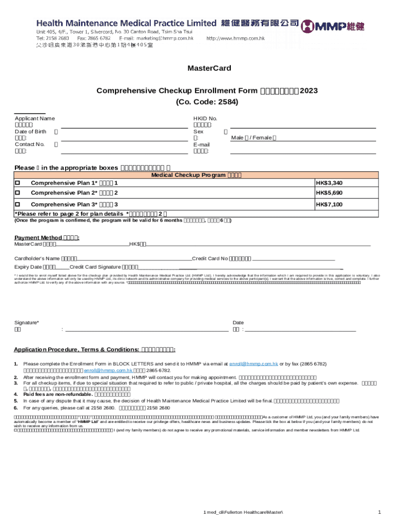Toppy Medical Check Up Enrollment Doc Template | pdfFiller