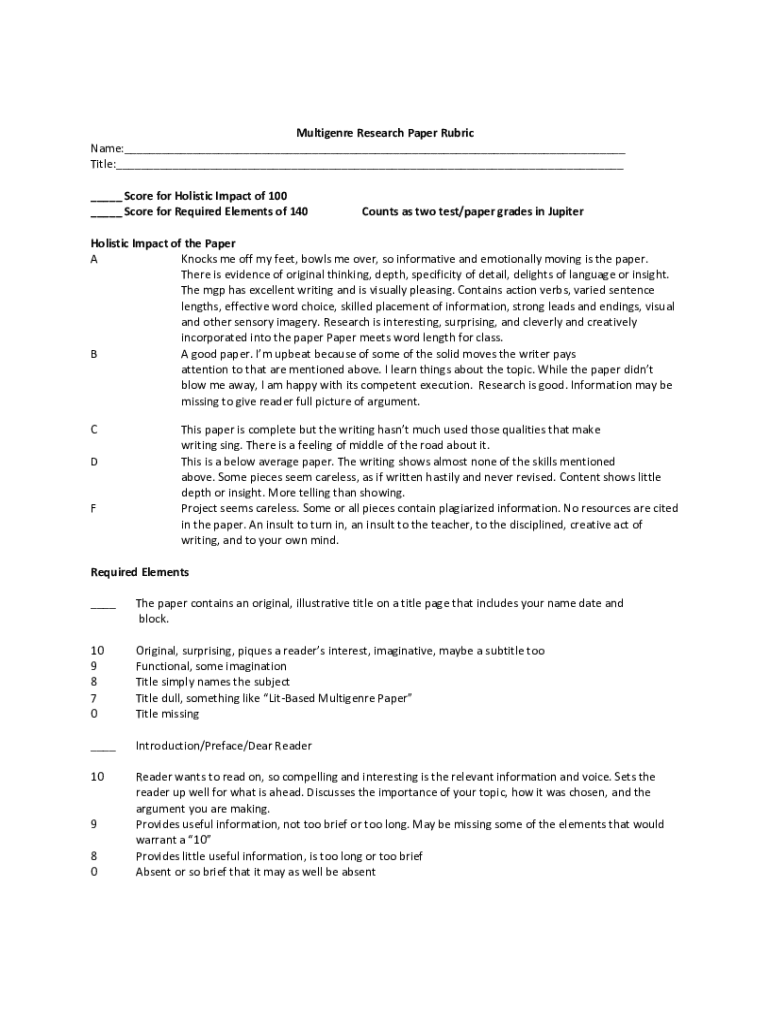 Fillable Online than 100 Genres & Sub-genres for the Multi-genre Paper ...